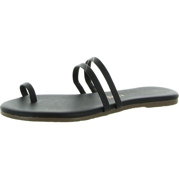 TKEES | Shoes | Tkees Womens Leah Black Slip On Toe Loop Flats Slide ...